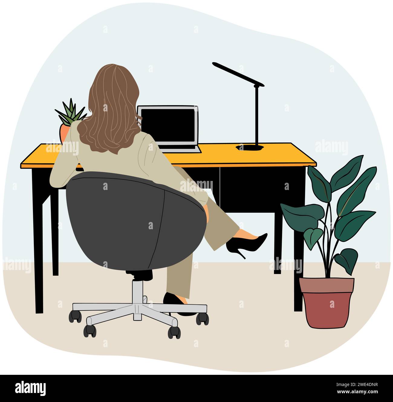 Woman heels desk Stock Vector Images - Alamy