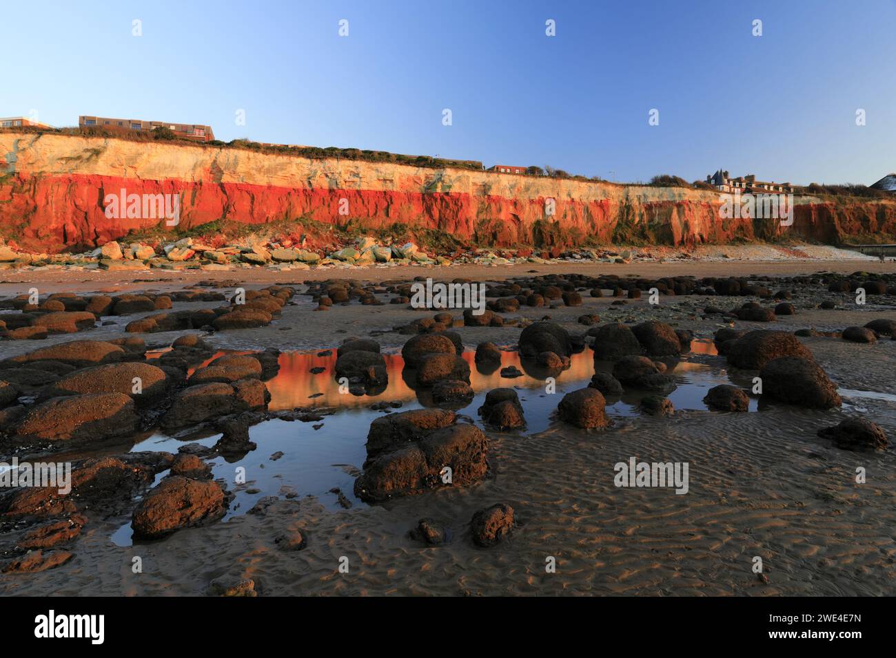 The Brownstone and Chalk Cliffs; Hunstanton town; North Norfolk Coast ...