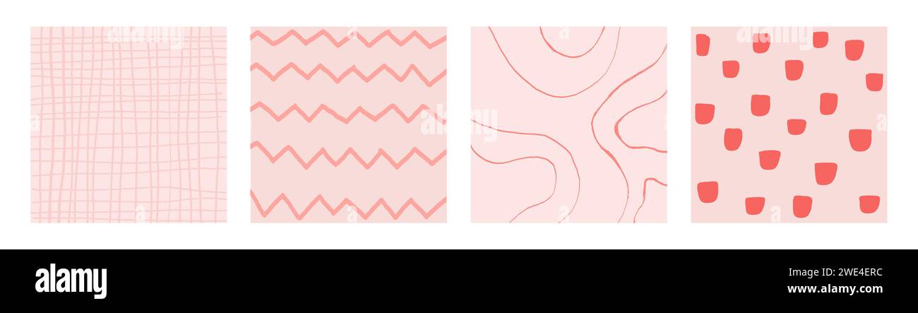 Simple Geometric Hand Drawn Irregular Patterns.Cute Colored Doodle ...