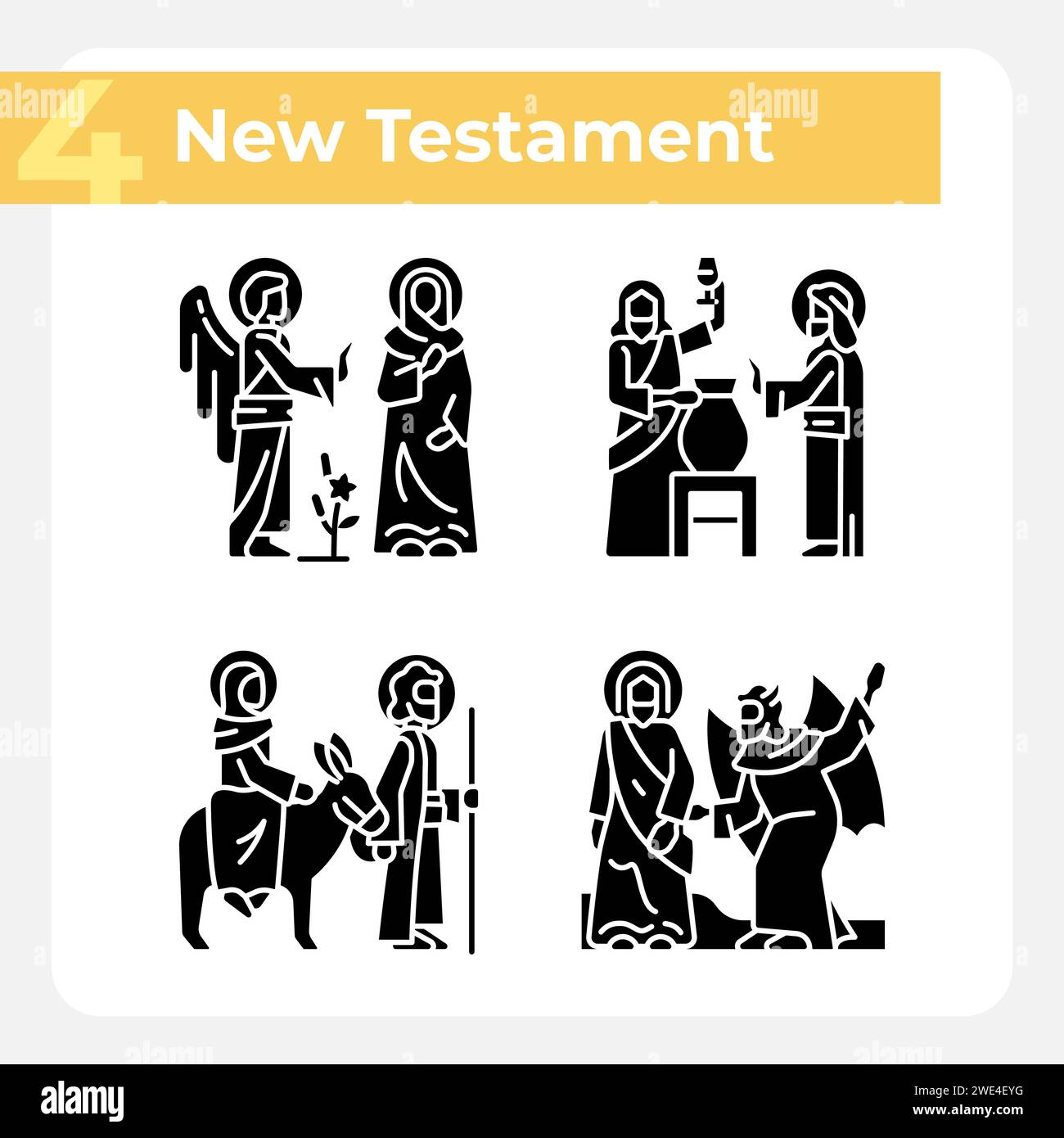 Holy figures black glyph icons set on white space Stock Vector Image ...