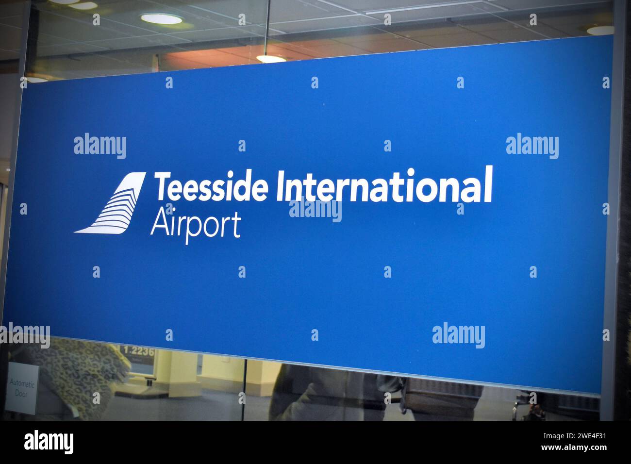 Teesside International Airport branded sign Stock Photo - Alamy
