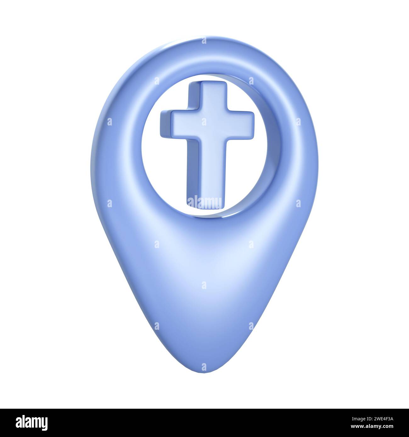 Christian 3d blue cross geotag gps icon. Element for church place ...