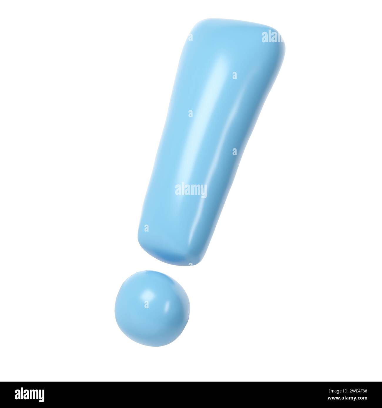 Exclamation sign blue color. Realistic 3d balloon on white background ...