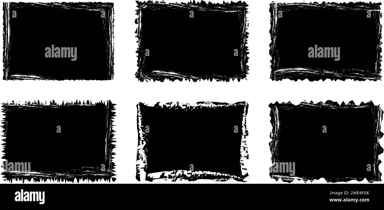 Jagged rectangle. Black simple shape. Rectangle paper template jagged ...