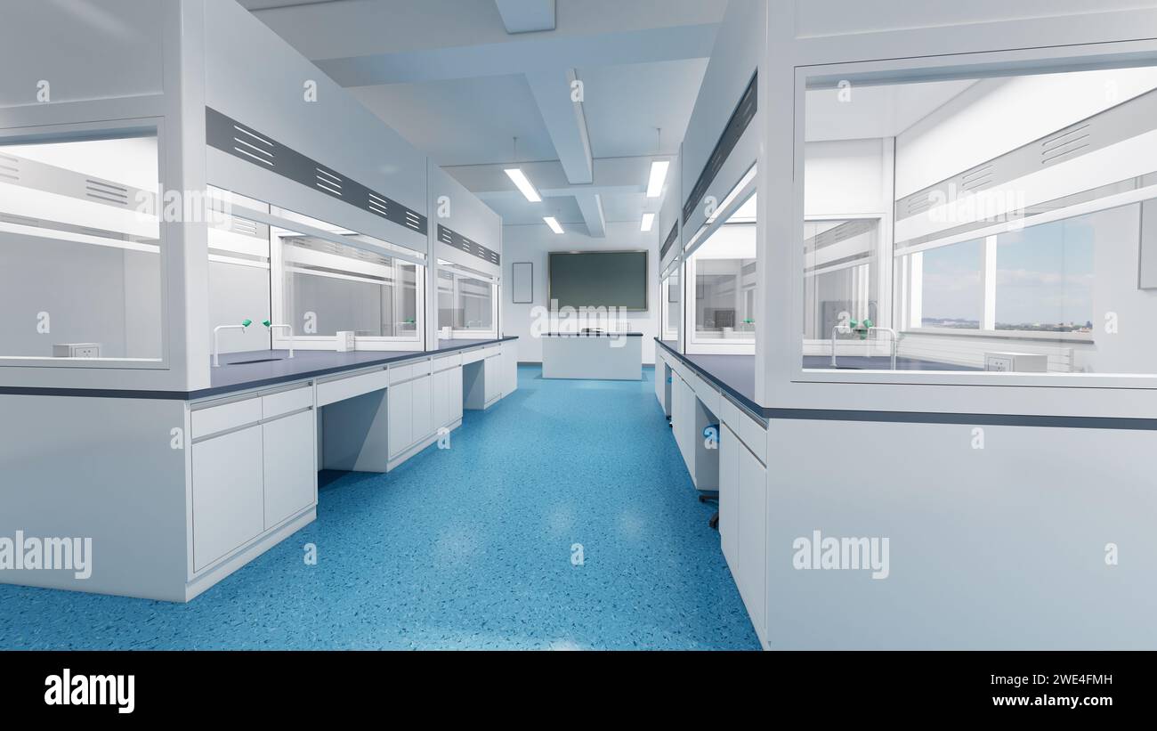 Esthetic and clean modern laboratory full of chemistry equipment ...