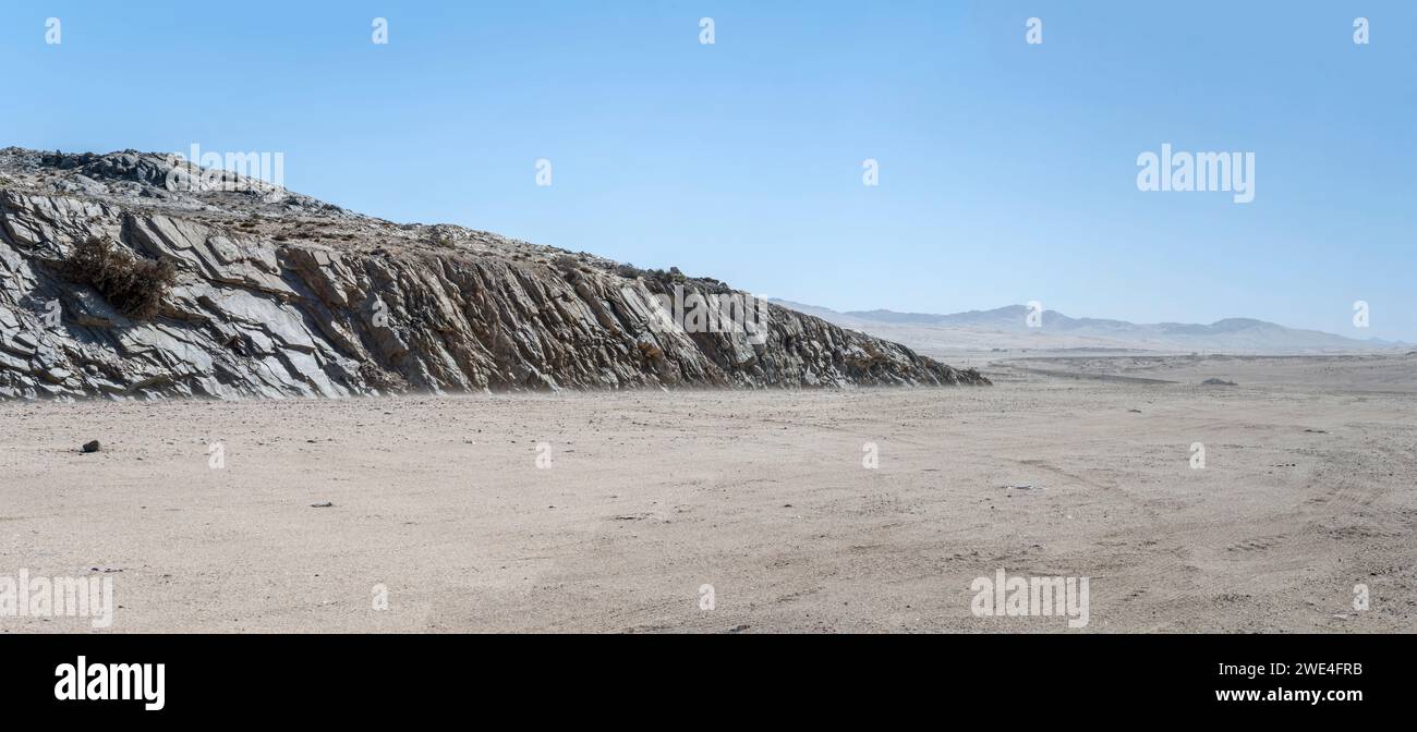 landscape with basalt rocks hill in Sperrgebiet desert, shot in bright ...