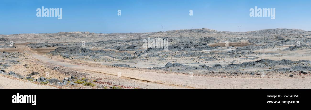 landscape with rocky basalt layers and boulders in Sperrgebiet desert ...