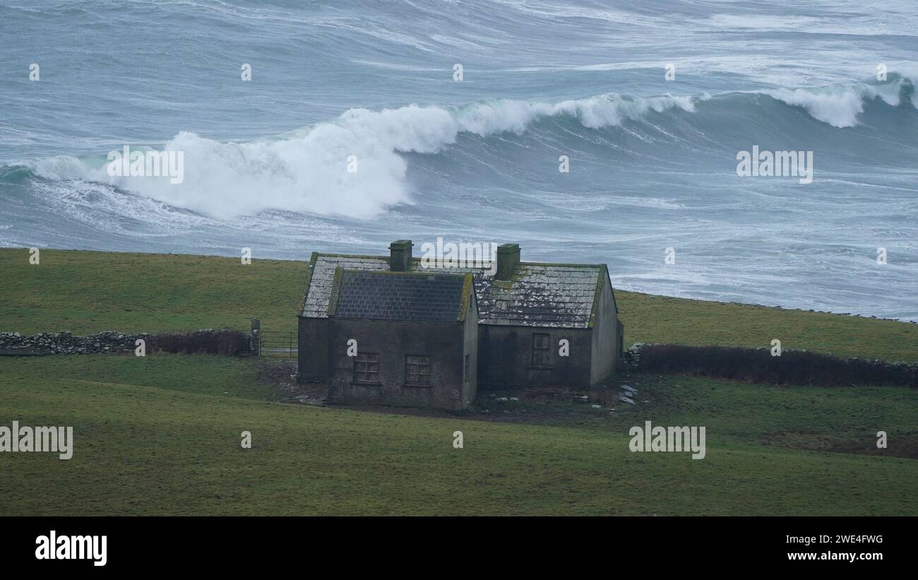 High Atlantic swells at Doolin, County Clare in the Republic of Ireland ...