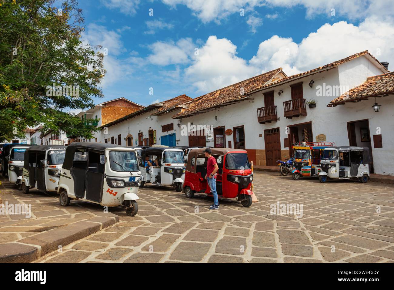 Barichara, Colombia - November 21st 2023: Central square of heritage ...