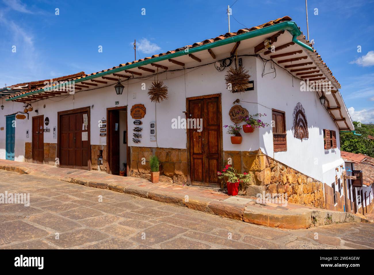 Barichara, Colombia - November 21st 2023: Narrow street of heritage ...