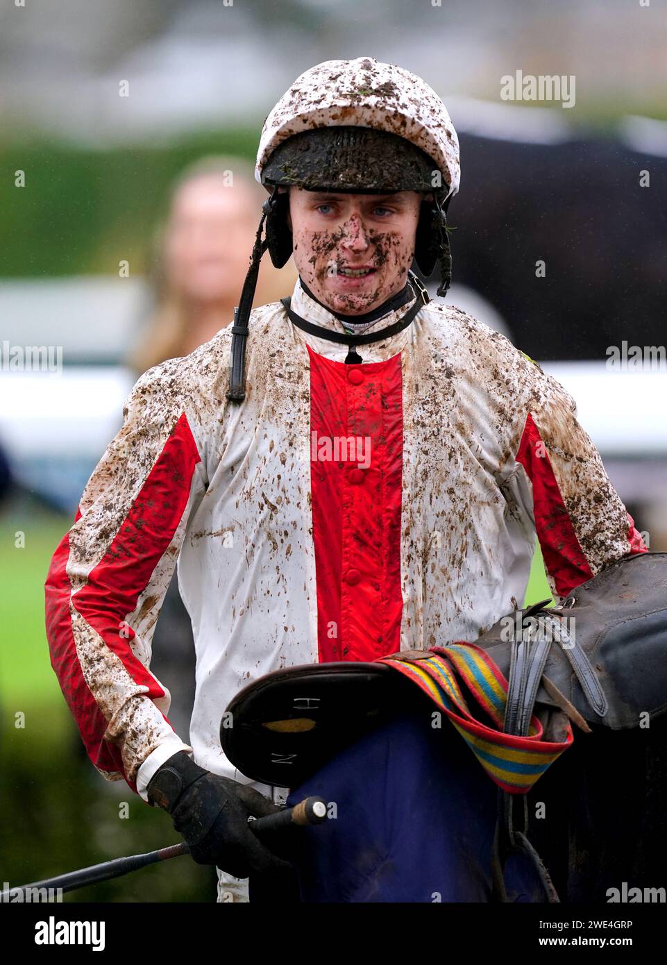 Jockey Niall Houlihan after competing in the Newbury Welcomes Sky ...