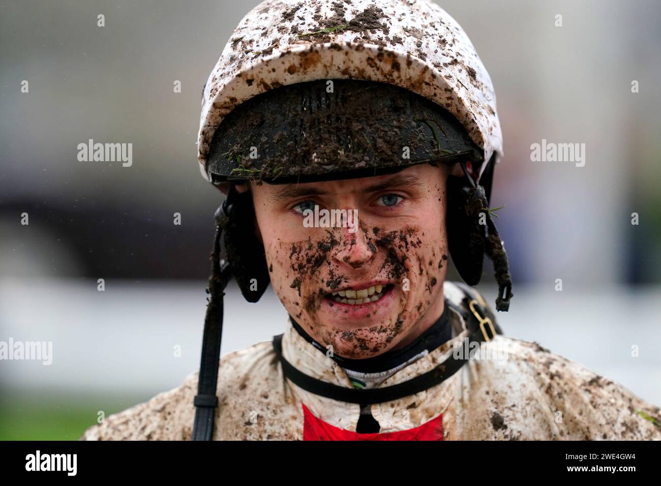Jockey Niall Houlihan after competing in the Newbury Welcomes Sky ...