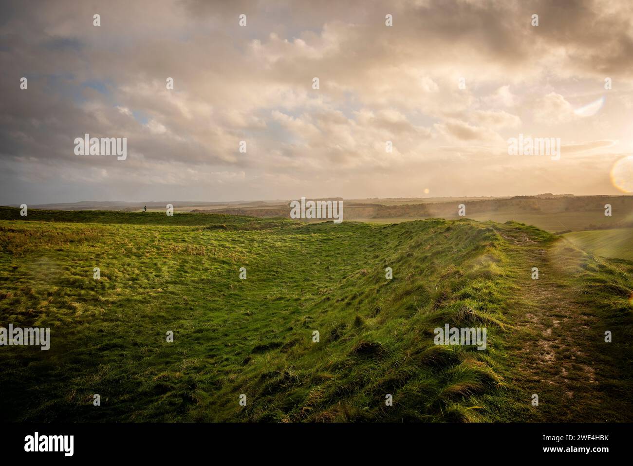 Barbury Castle Iron Age hill fort near Wroughton, Wiltshire, UK Stock ...