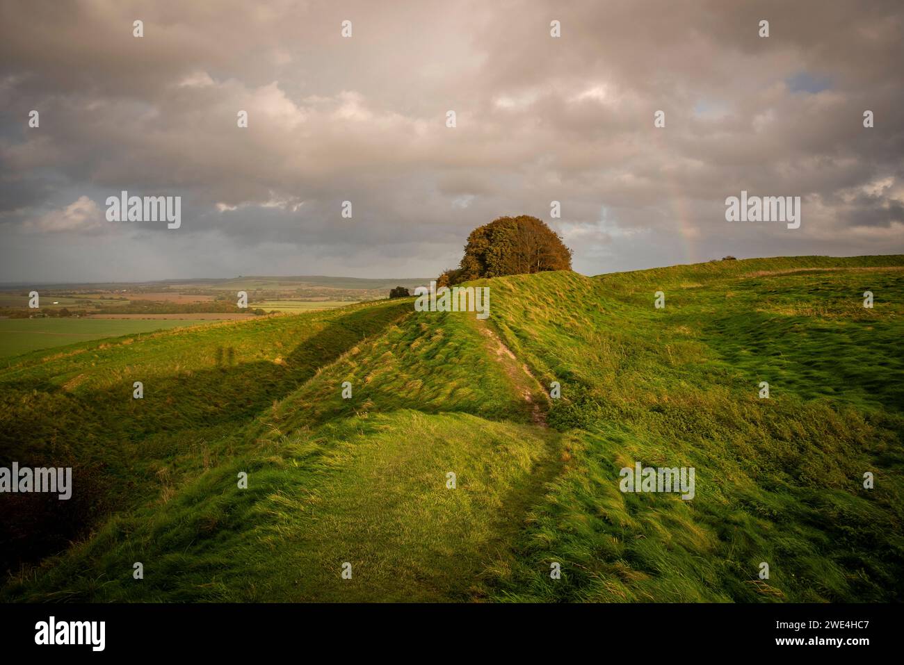Barbury Castle Iron Age hill fort near Wroughton, Wiltshire, UK Stock ...