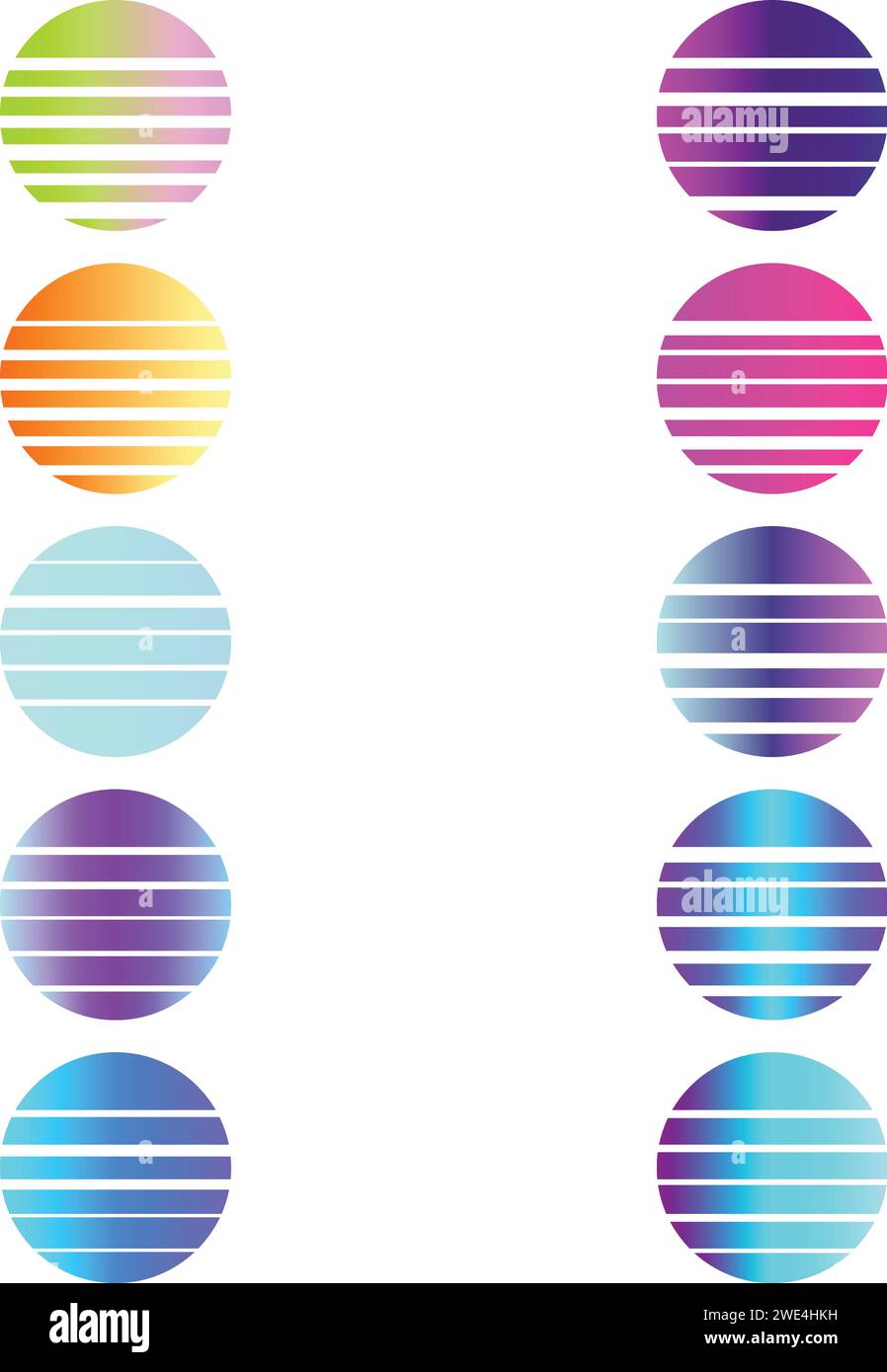 An abstract trendy cut out transparent retro neon circle design element ...