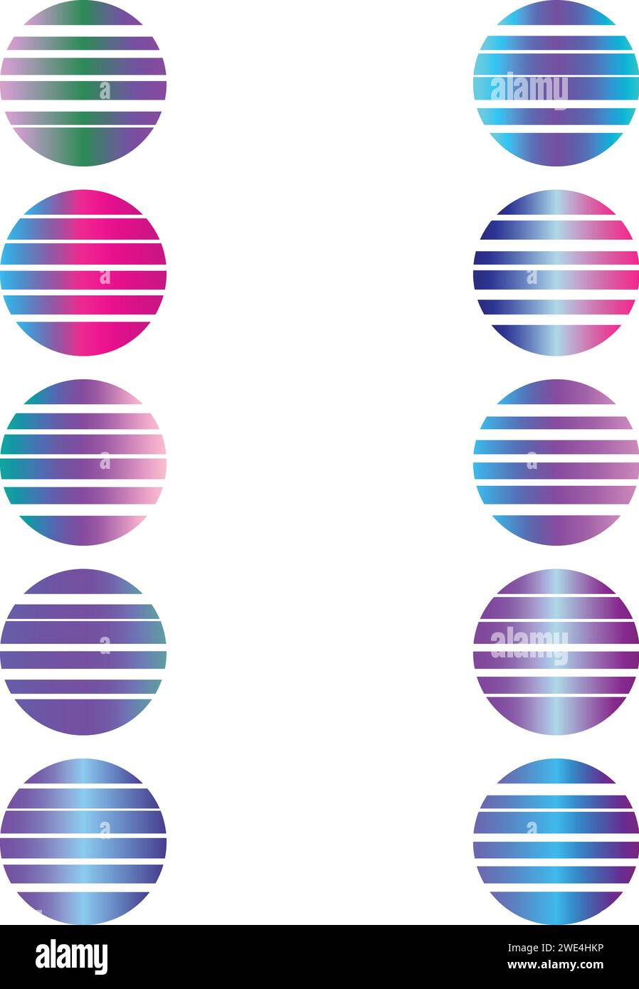 An abstract trendy cut out transparent retro neon circle design element ...