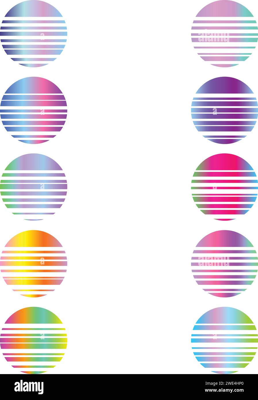 An abstract trendy cut out transparent retro neon circle design element ...