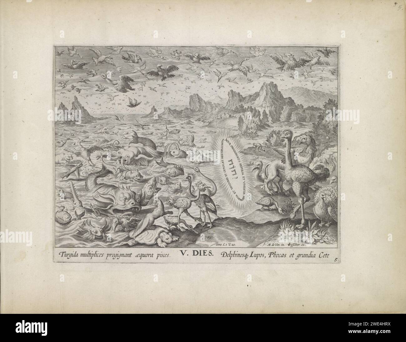 Fifth day of creation: creation of the animals, 1643 print In the ...