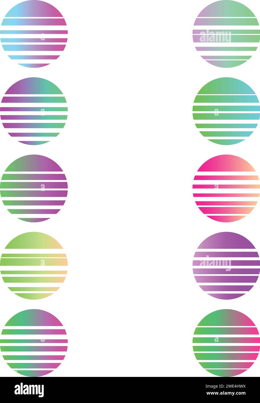 An abstract trendy cut out transparent retro neon circle design element ...