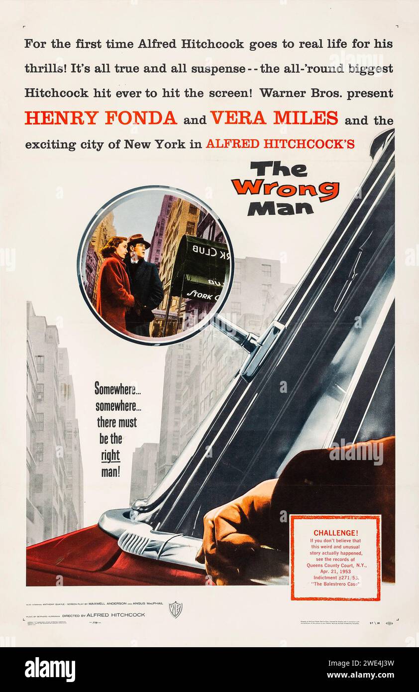 Theatrical poster for the film The Wrong Man featuring Henry Fonda ...