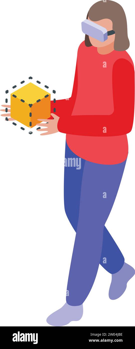 Cube metaverse icon isometric vector. Global screen tech. Reality ...