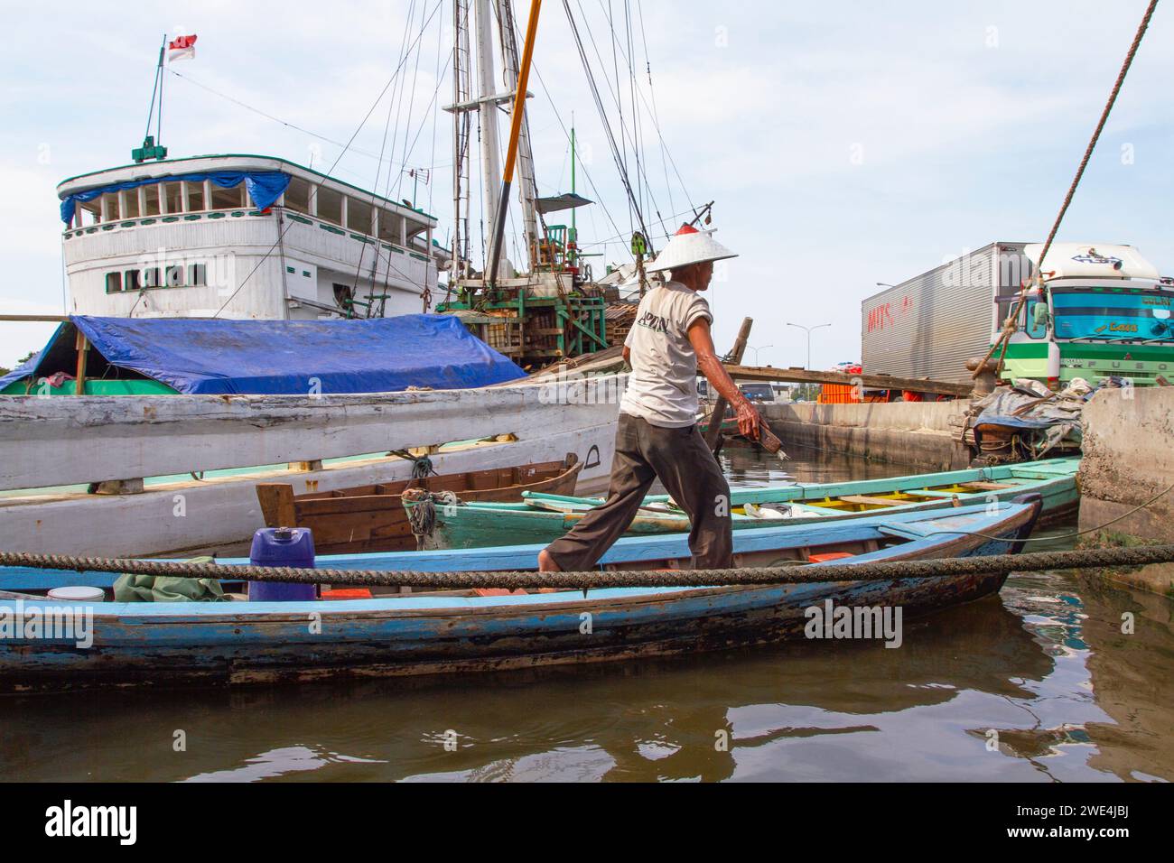 Old Wooden Trading Boats at Port of Sunda Kelapa or PSK in north ...