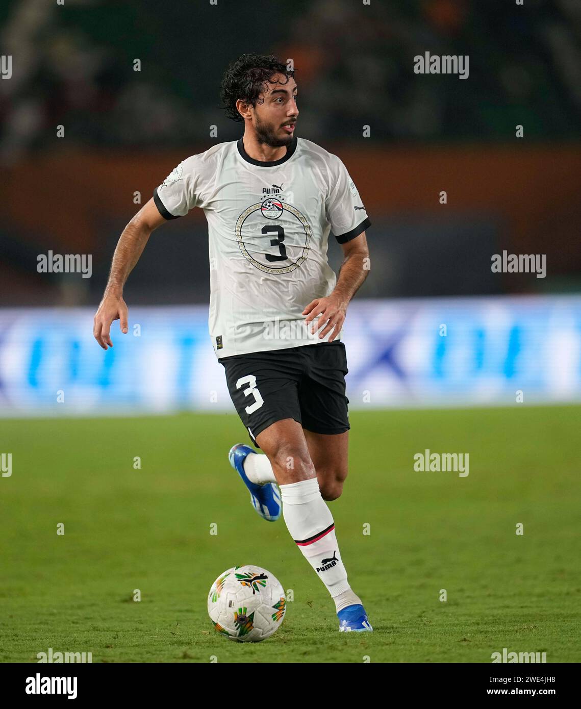 January 22 2024: Mohamed Hany Gamal Eldemerdash (Egypt) controls the ...