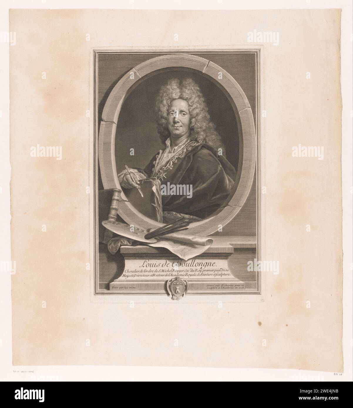 Portret van Louis de Boullogne, François Chéreau (i), after Louis de ...
