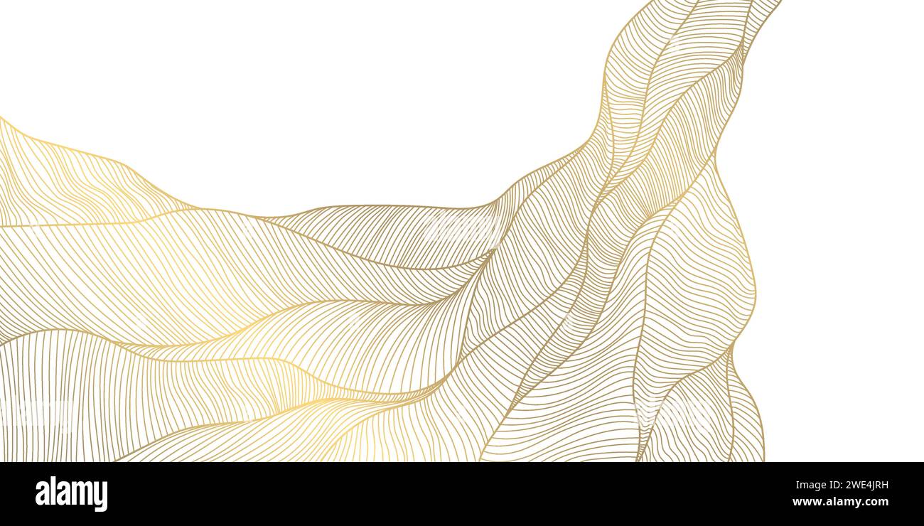 Vector gold line abstract wavy background, luxury curve texture ...