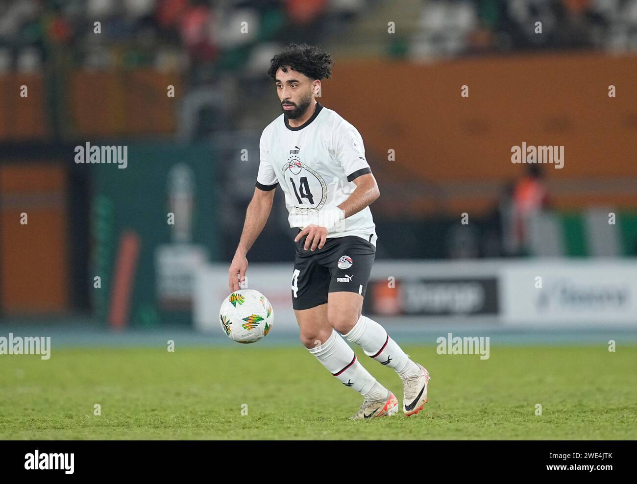 January 22 2024: Marawan Attia Fahim Ghallab (Egypt) controls the ball ...