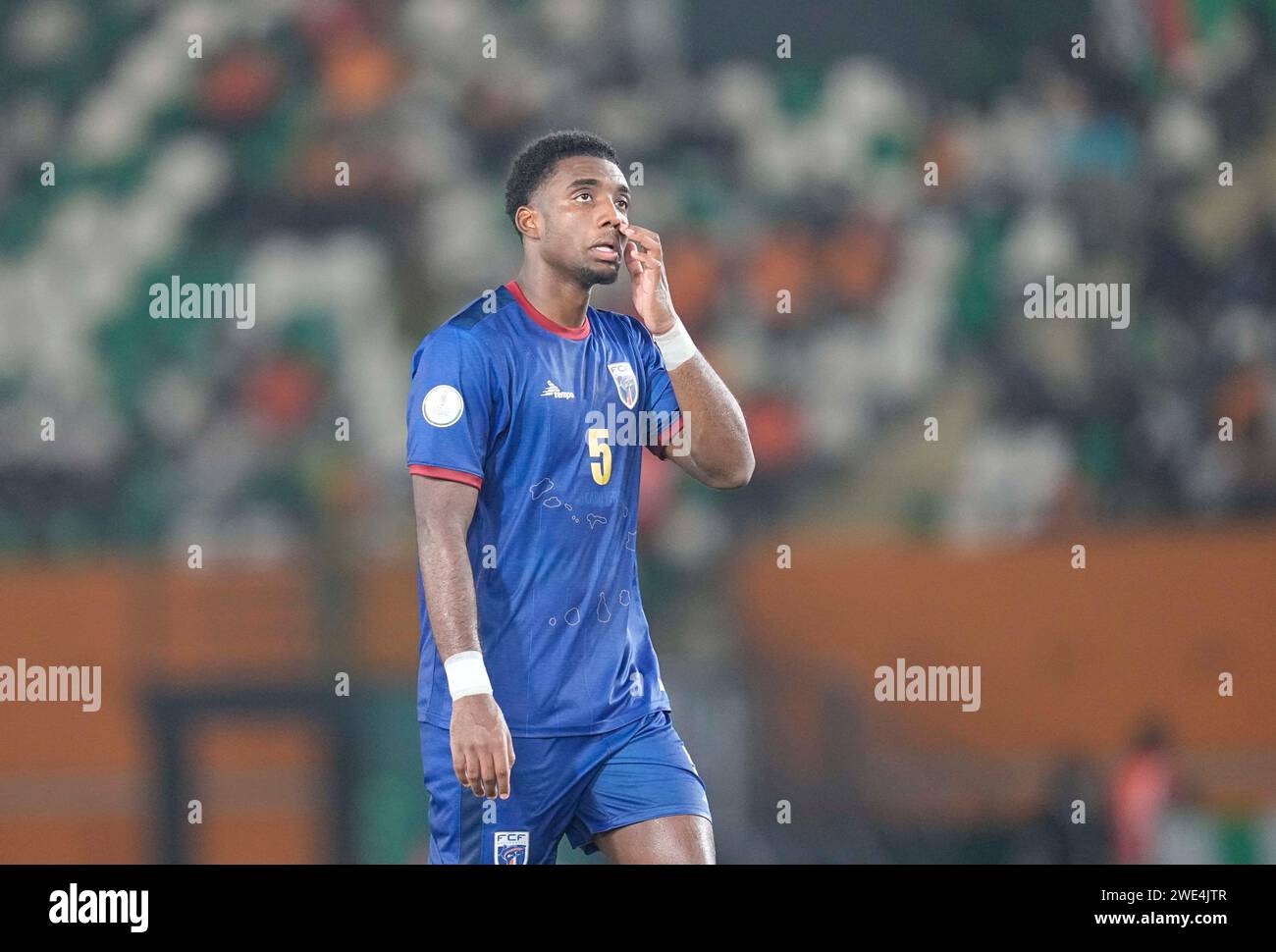 January 22 2024: Logan Evans Costa (Cap Verde) looks on during a ...