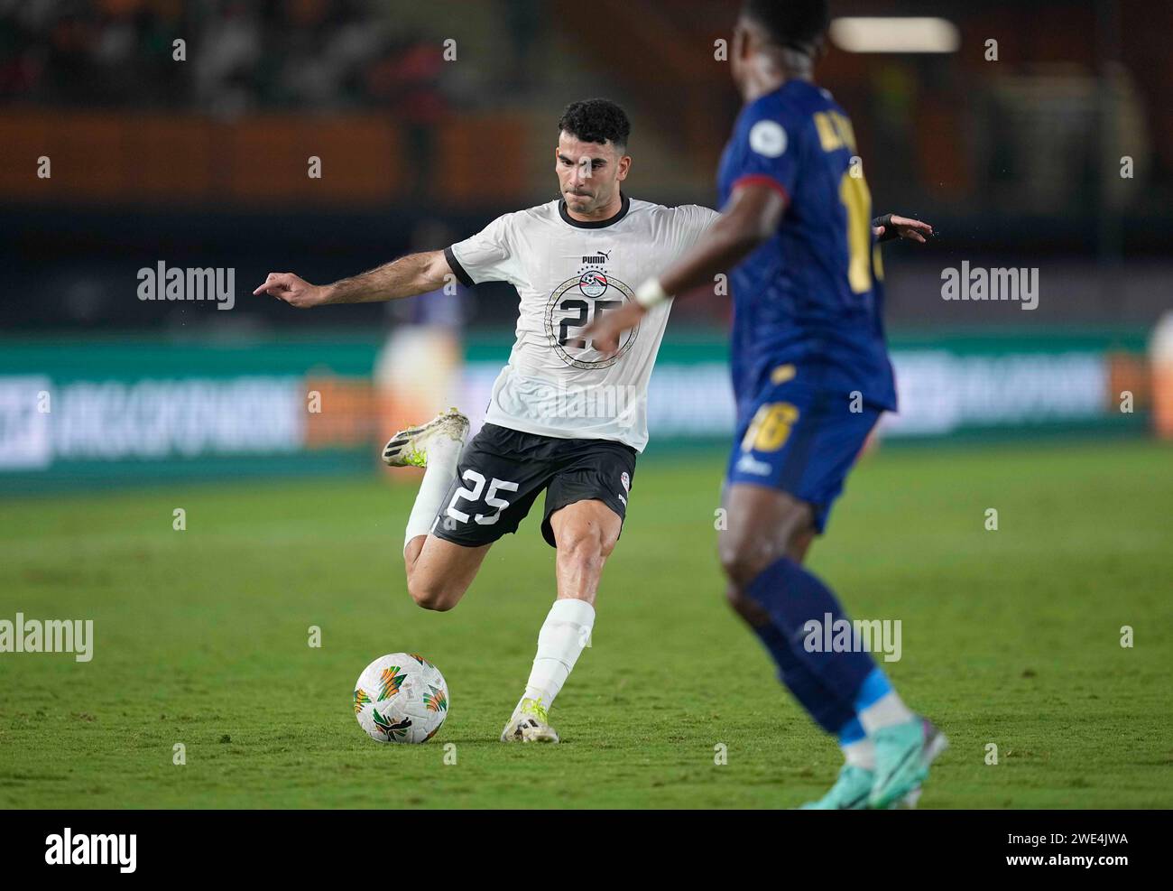 January 22 2024: Ahmed Mostafa Mohamed Sayed (Egypt) controls the ball ...
