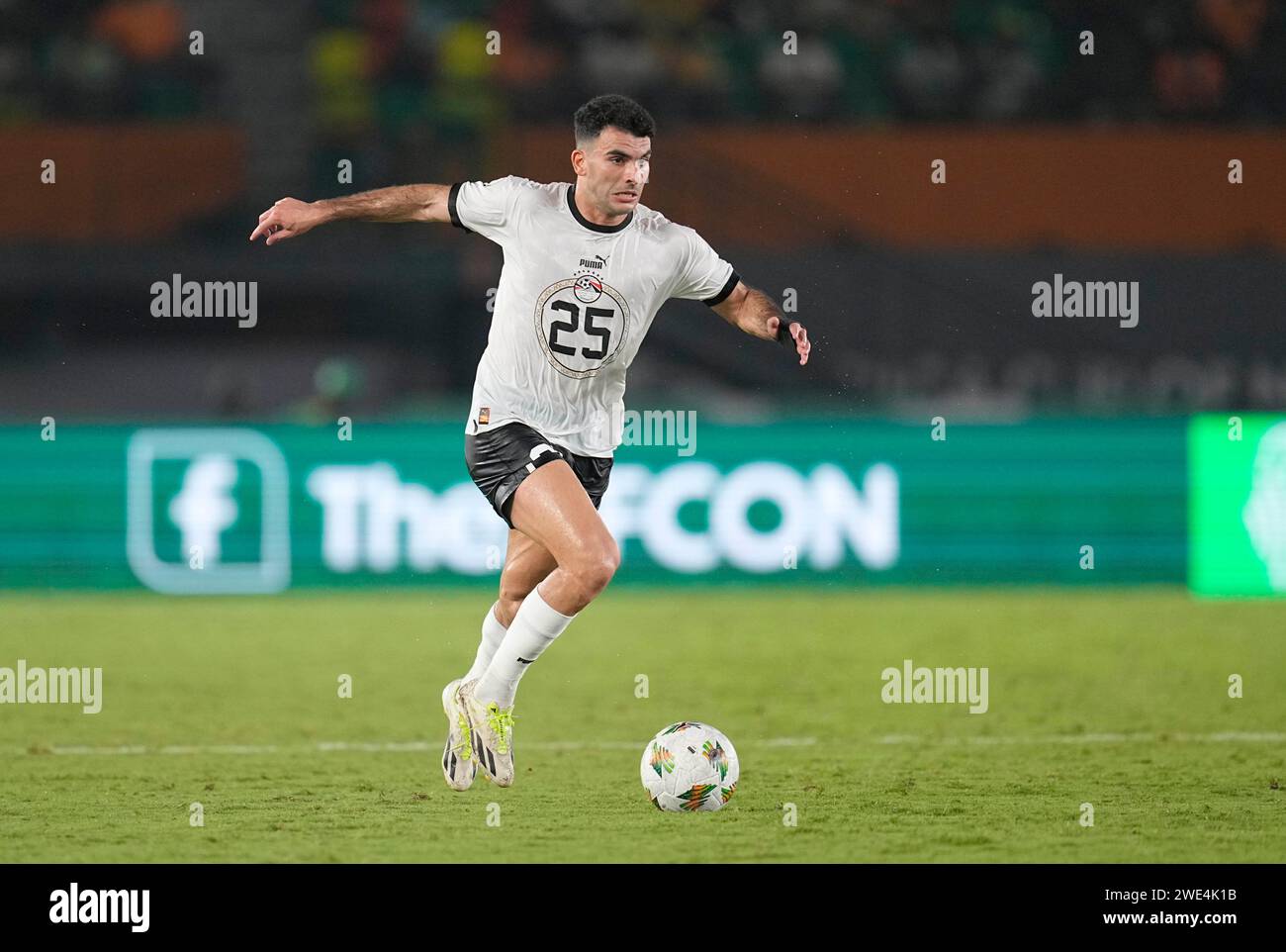January 22 2024: Ahmed Mostafa Mohamed Sayed (Egypt) controls the ball ...