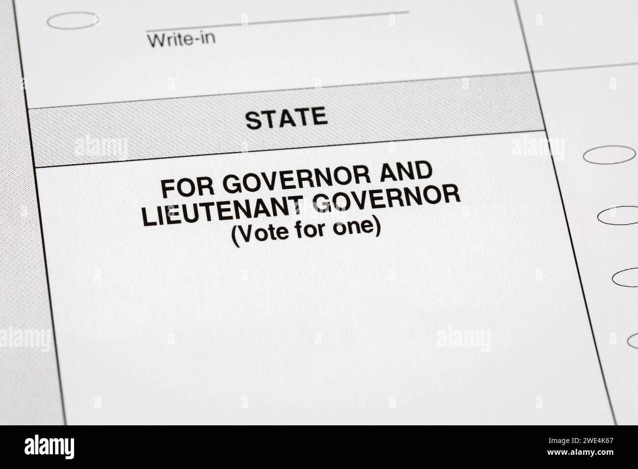 Election ballot for governor. Political party, right to vote and voting ...