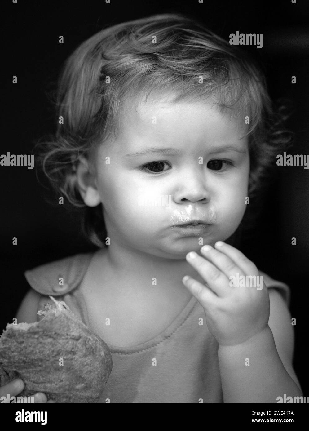 Cute kids face closeup Black and White Stock Photos & Images - Alamy