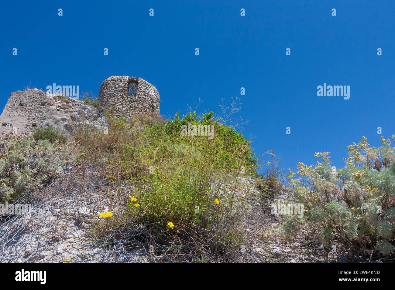 The tower of Pizzofalcone, Roccella Ionica, Calabria, Italy Stock Photo ...