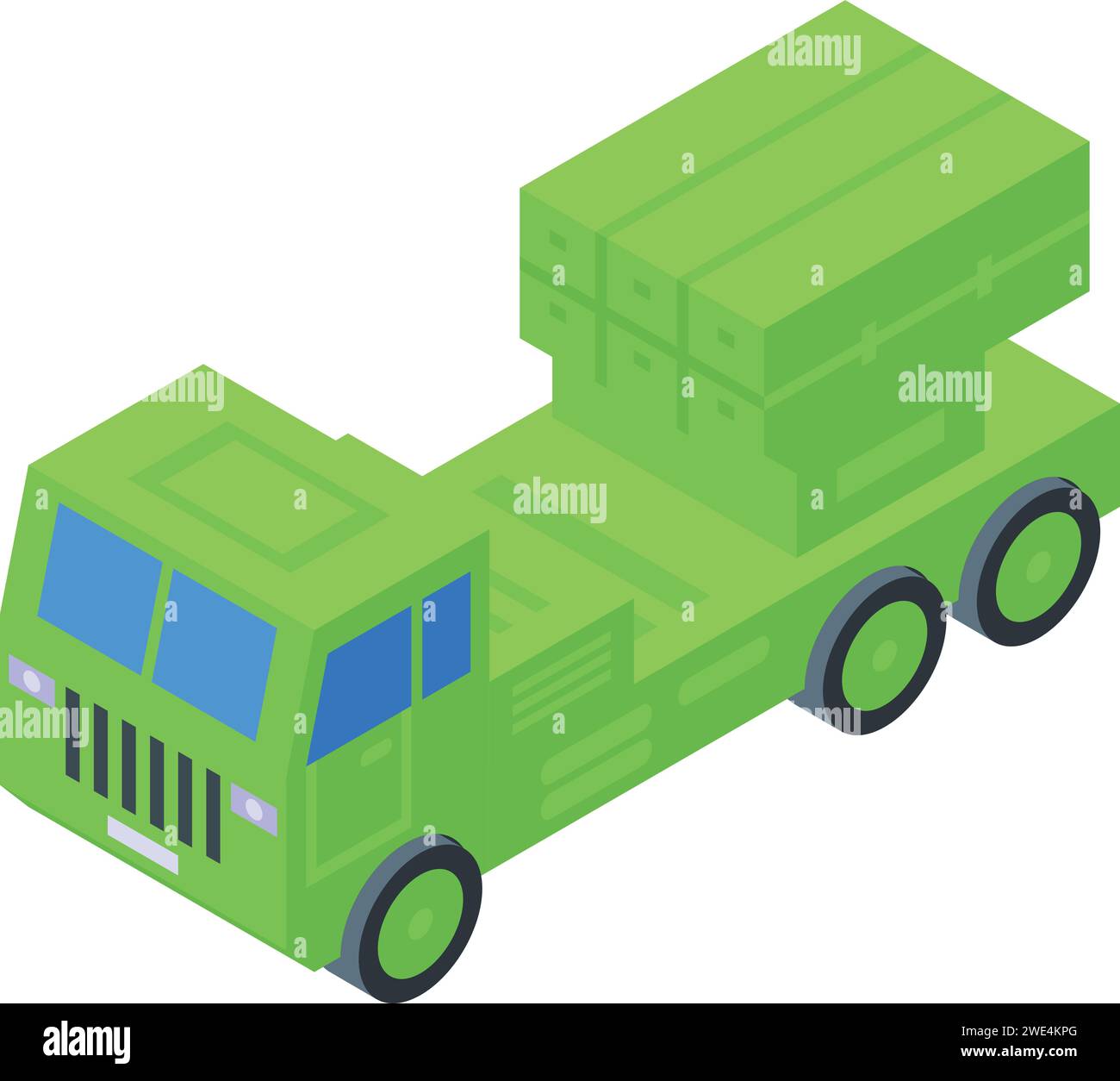 Anti aircraft missile vehicle icon isometric vector. Rocket guided ...