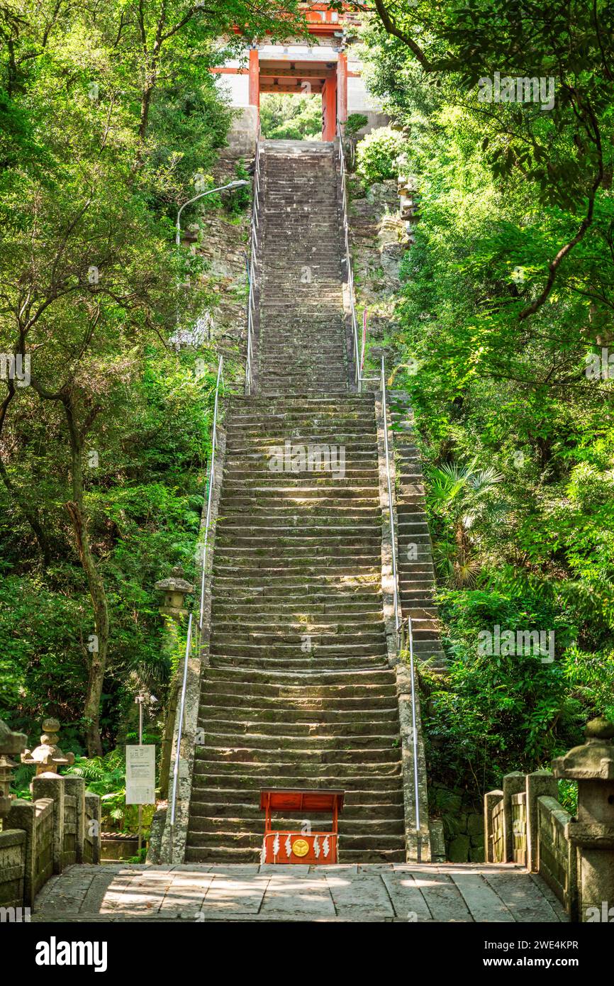 Wakayama, Japan at the Kishu Tosho-gu Shrine steps surrounded by summer ...