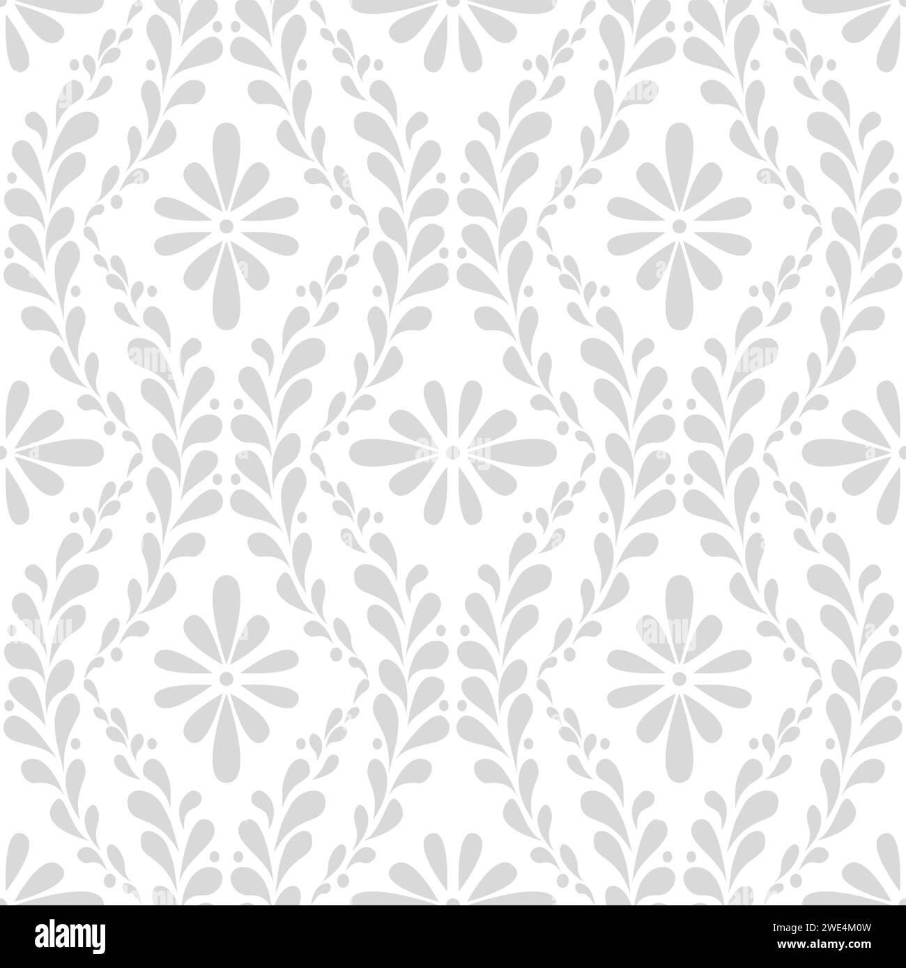 Floral pattern. Wallpaper seamless vector background. Grey and white ...