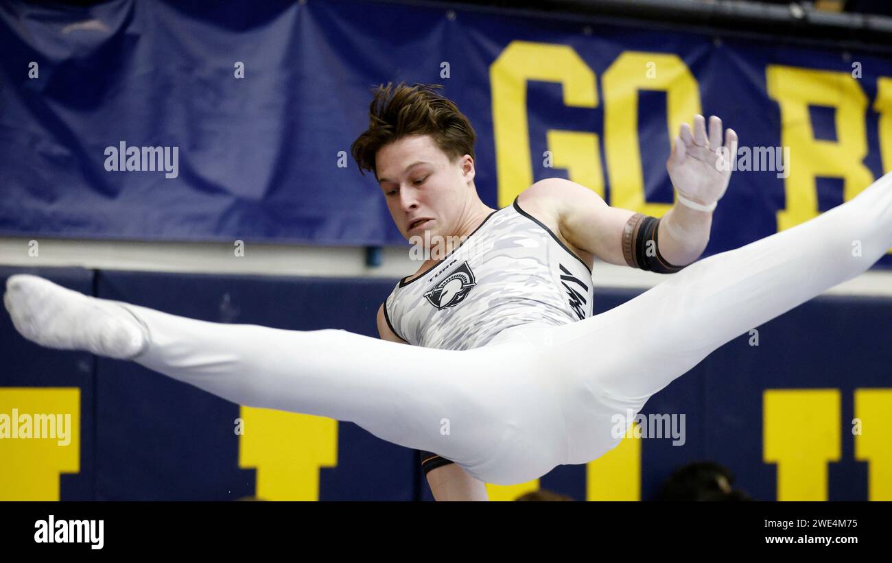 Army's Gabe Almeida competes on the pommel horse during an NCAA ...