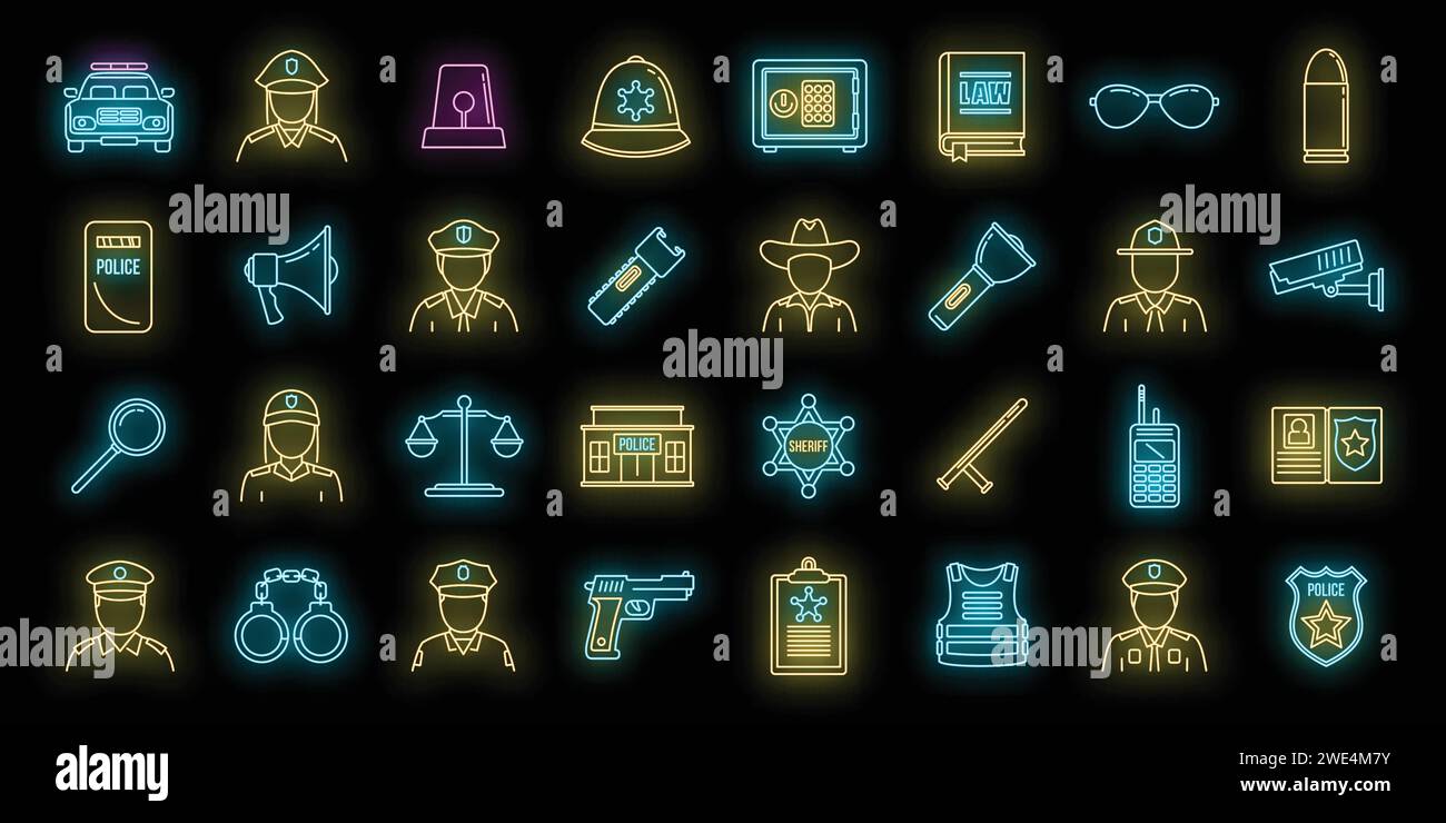 Guard policeman icons set. Outline set of guard policeman vector icons ... Guard policeman icons set. Outline set of guard policeman vector icons ...