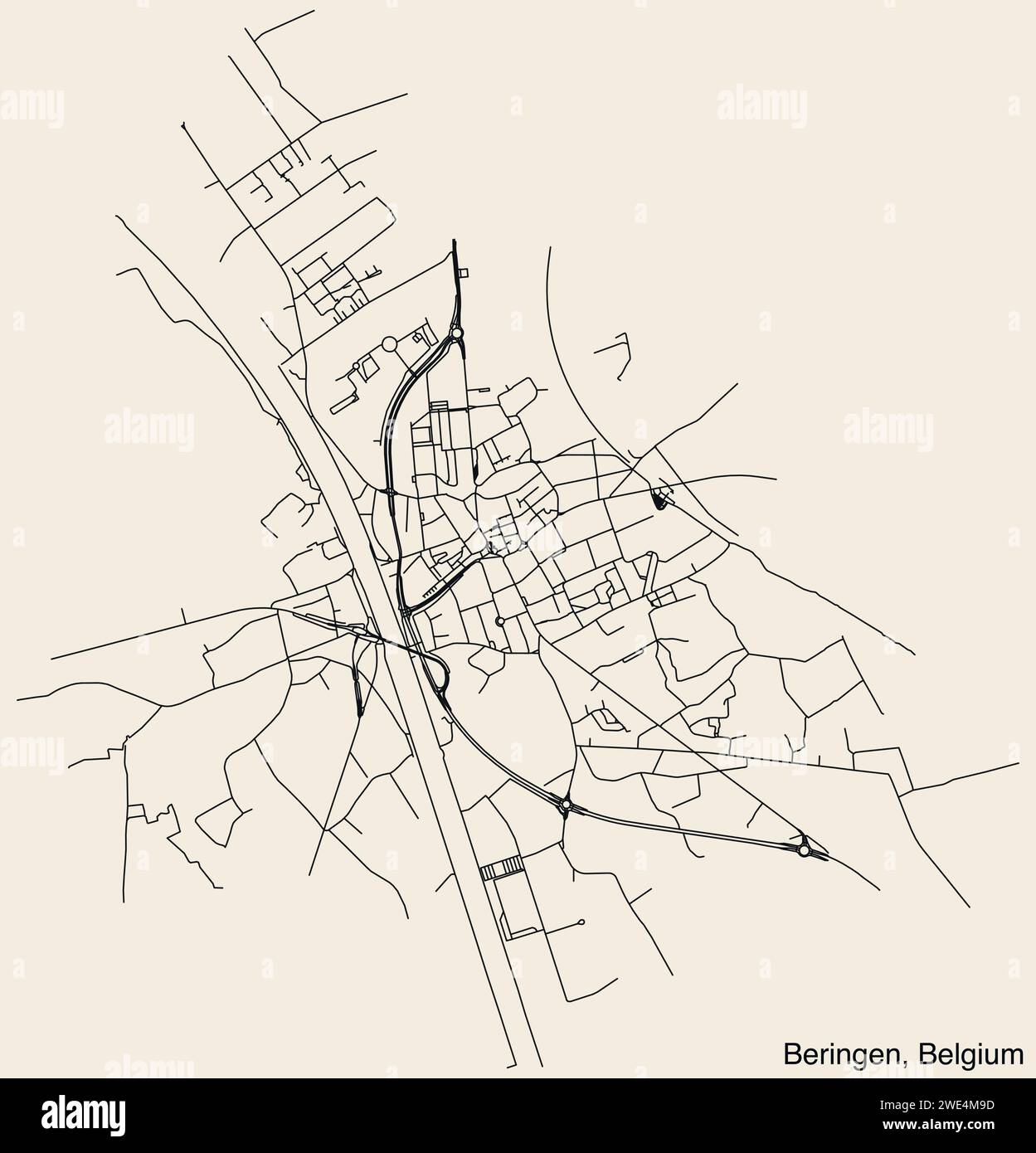 Street roads map of the BERINGEN CITY, BERINGEN Stock Vector Image ...