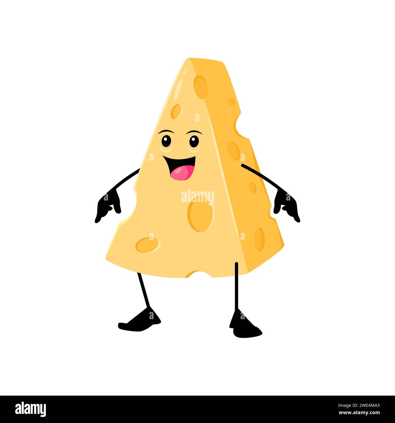 Cartoon cheerful cheese breakfast character. Isolated vector lovable ...