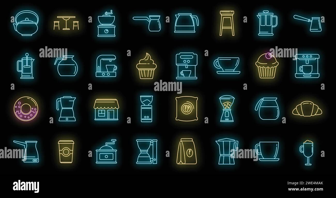 Bean coffee shop icons set. Outline set of bean coffee shop vector ...
