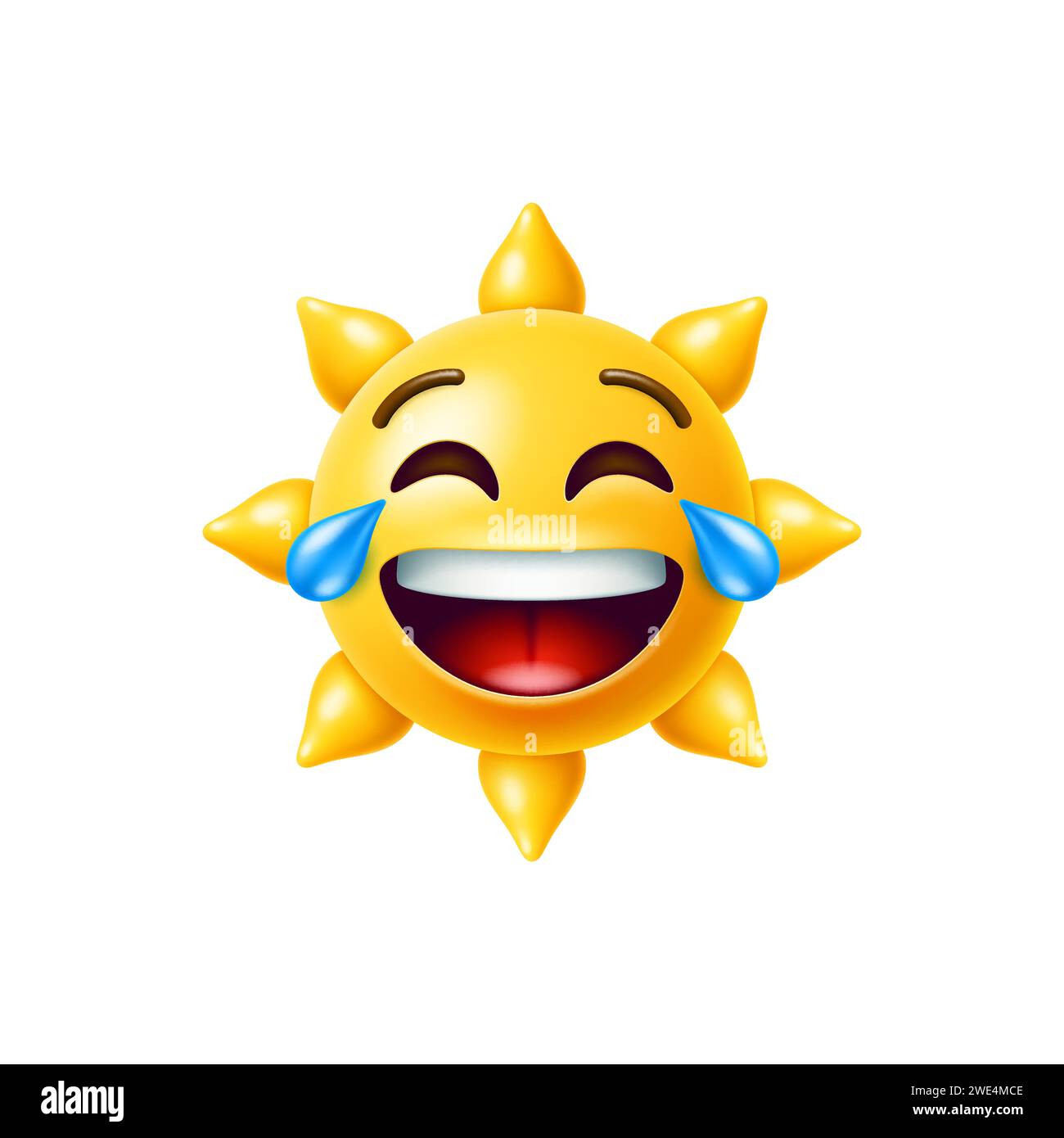 3d sun emoji, cool and cute yellow sunny character laugh with tears ...