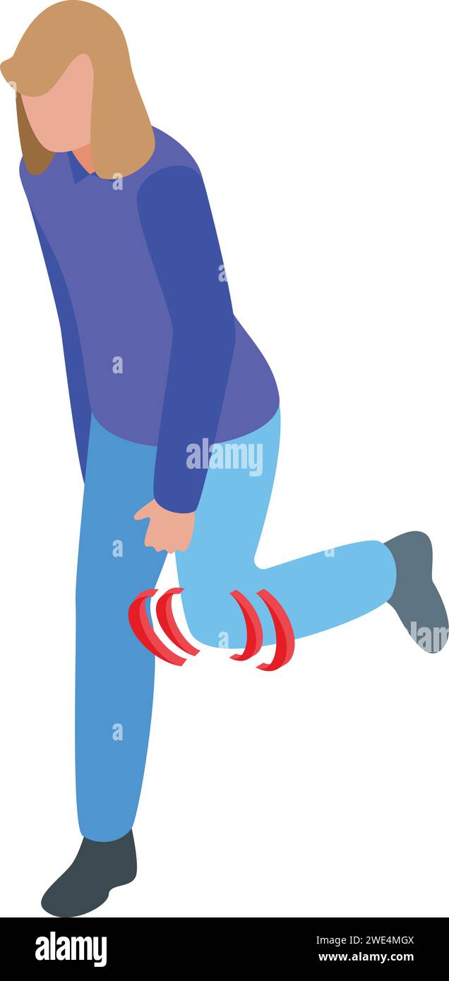 Knee pain problem icon isometric vector. Patient sleep pain. Febrile ...