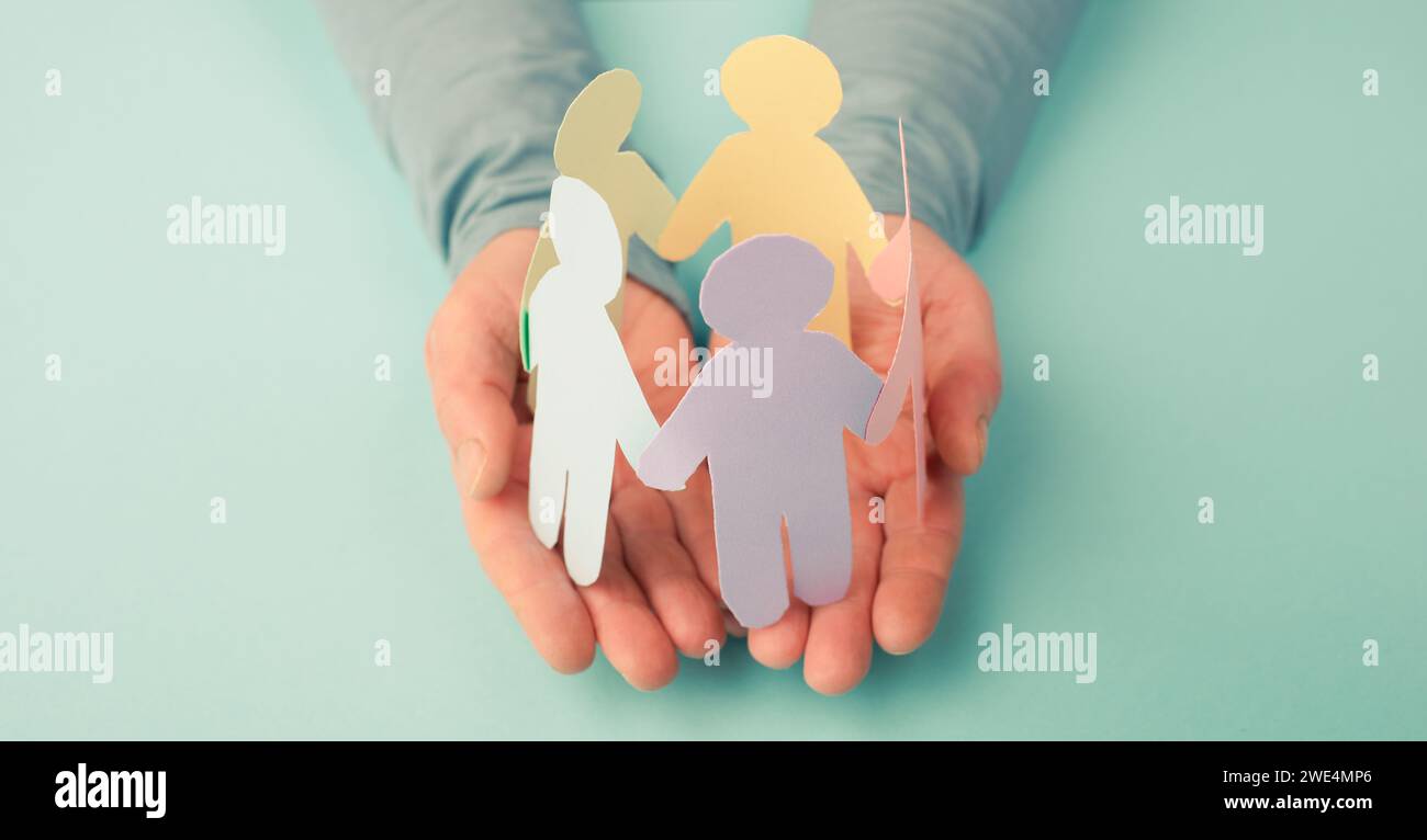 Human rights, friendship support and freedom, multicultural people ...