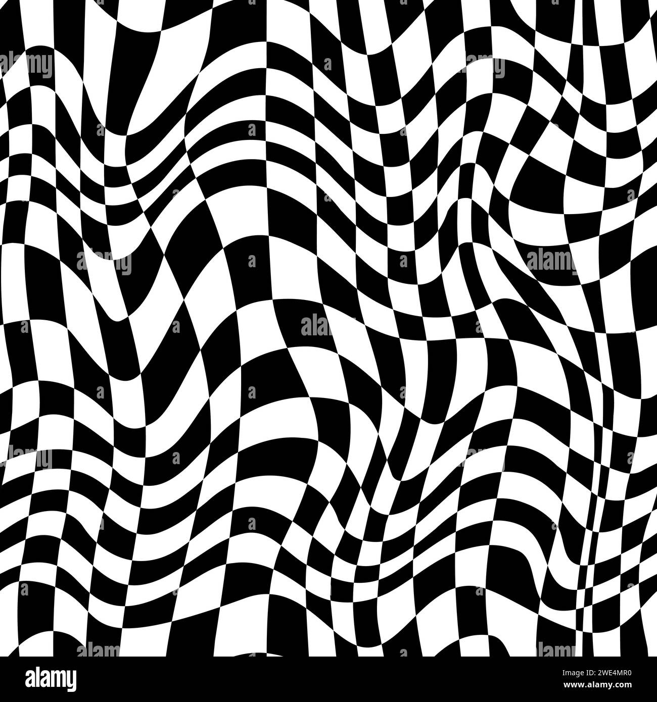 Abstract warped checkered vector seamless pattern. Fashion textile ...