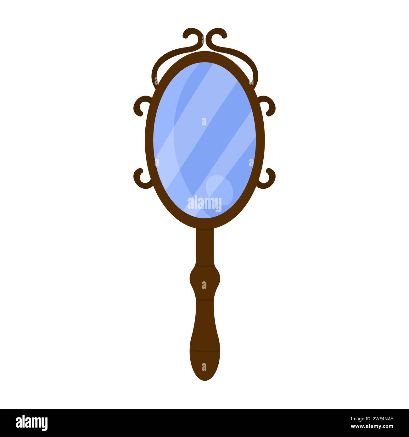 Magic hand mirror. Witchcraft accessories, occult ritual tools cartoon ...