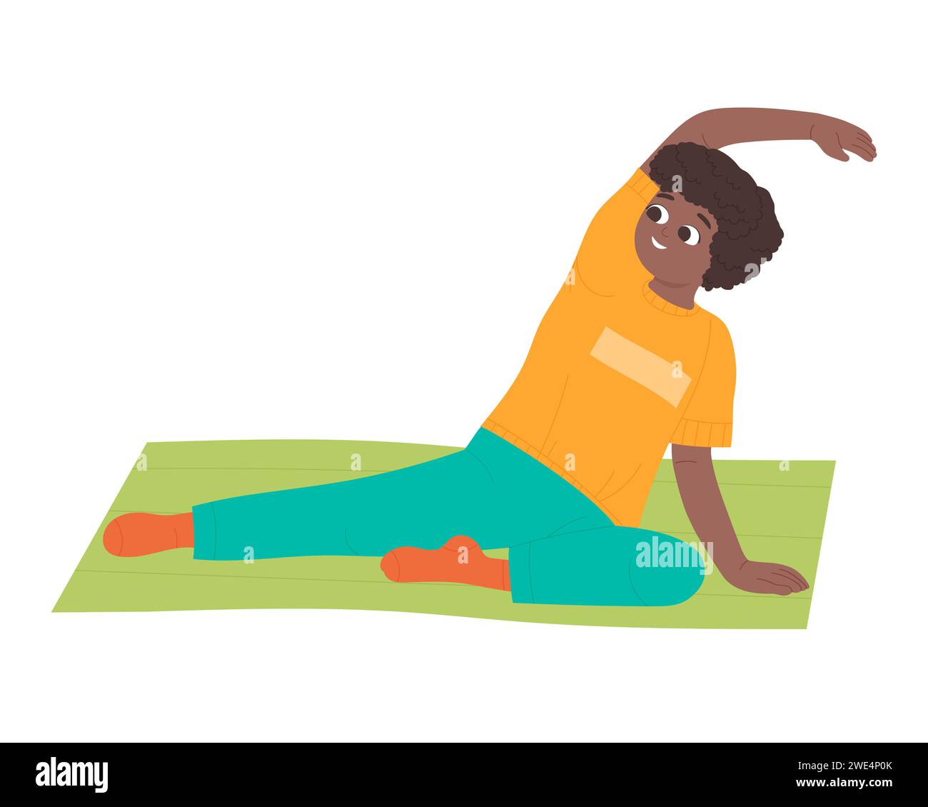 Little african boy in stretching pose. Kids practicing yoga sport ...